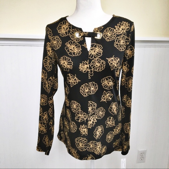 Zac & Rachel | Tops | Zac Rachel Nwt Black Tan Flowers Blouse Small ...
